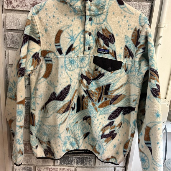 Patagonia | Tops | Patagonia Ladies Size M Cream Light Blue Brown ...